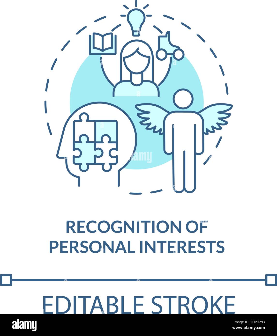 Recognition of personal interests turquoise concept icon Stock Vector ...