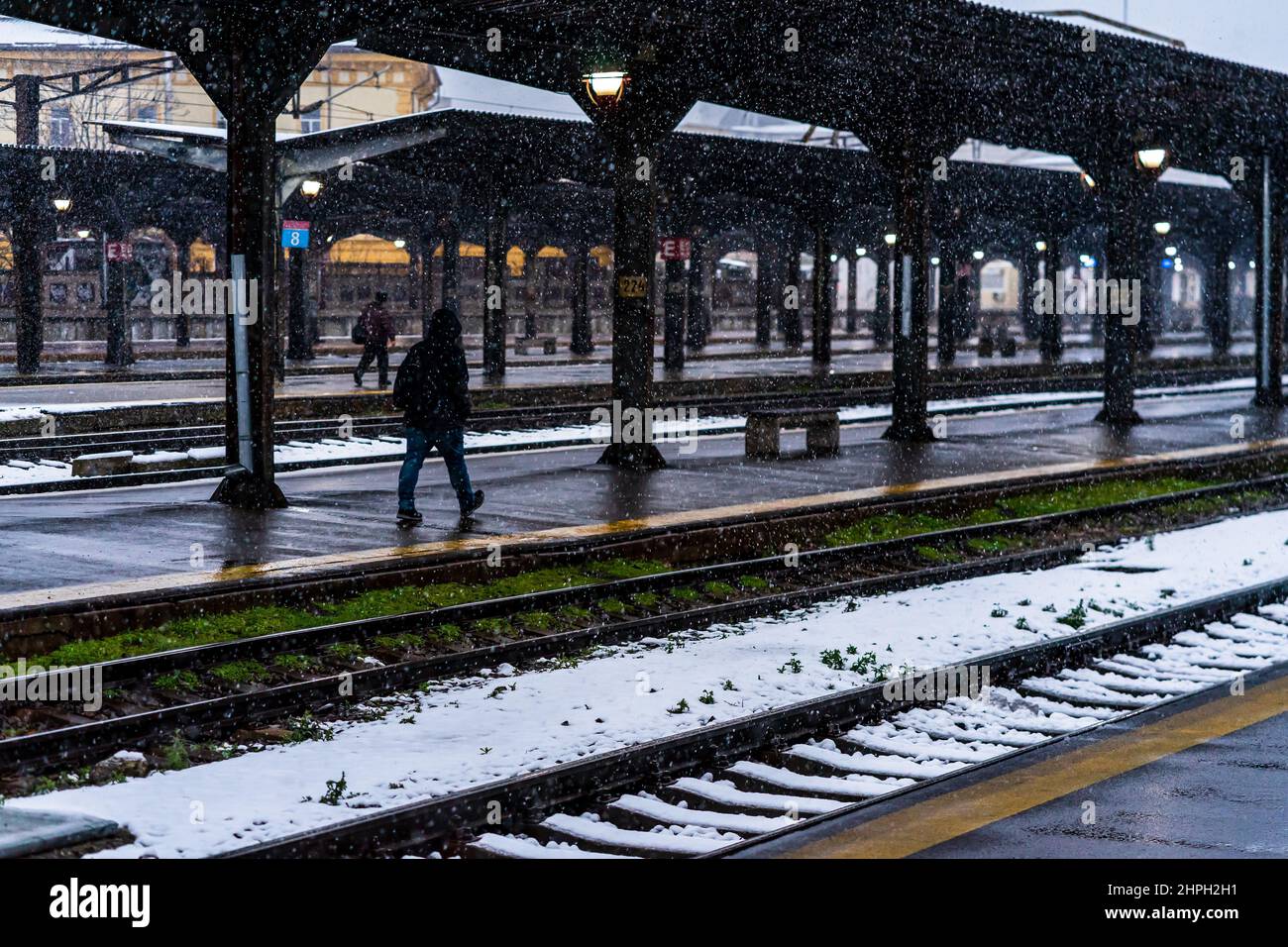Northern Railway Station (Gara de Nord) during a cold and snowy day in ...