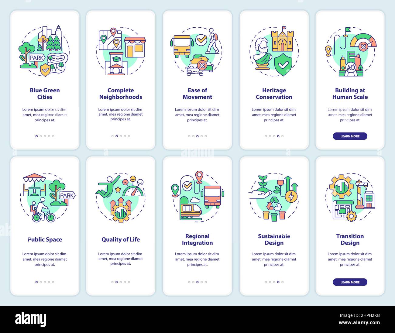 Urban planning onboarding mobile app screen set Stock Vector Image ...
