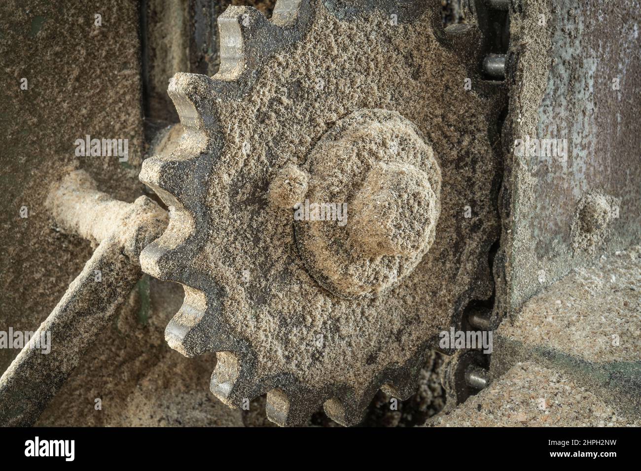 gear detail of a historic saw gate machine Stock Photo - Alamy