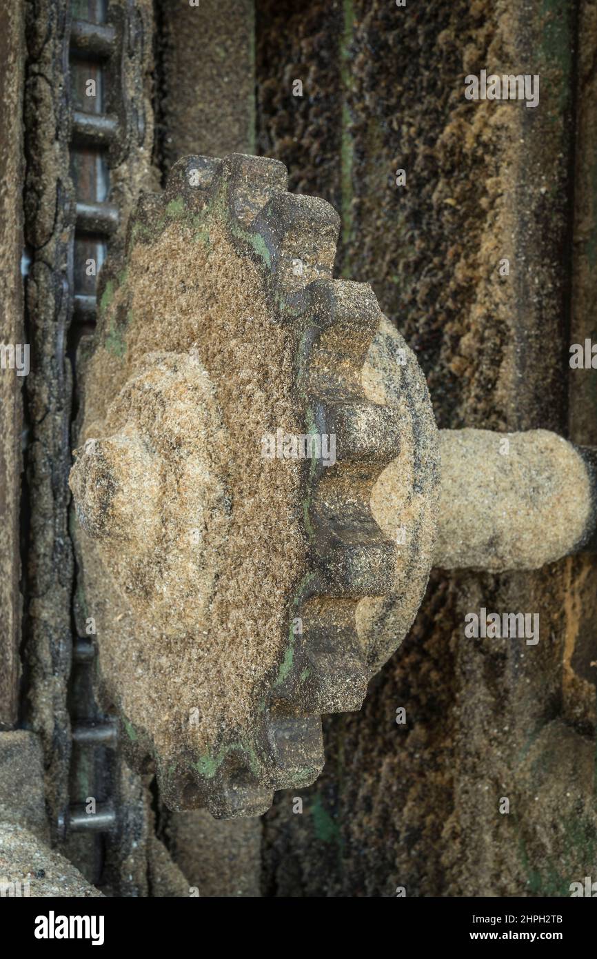 gear detail of a historic saw gate machine Stock Photo - Alamy