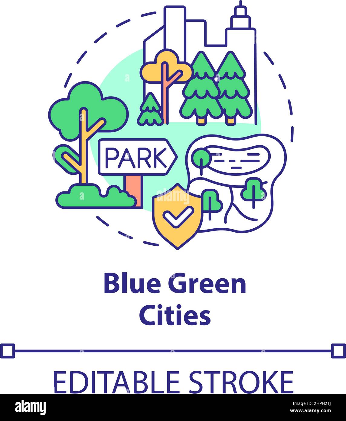 Blue green cities concept icon Stock Vector Image & Art - Alamy