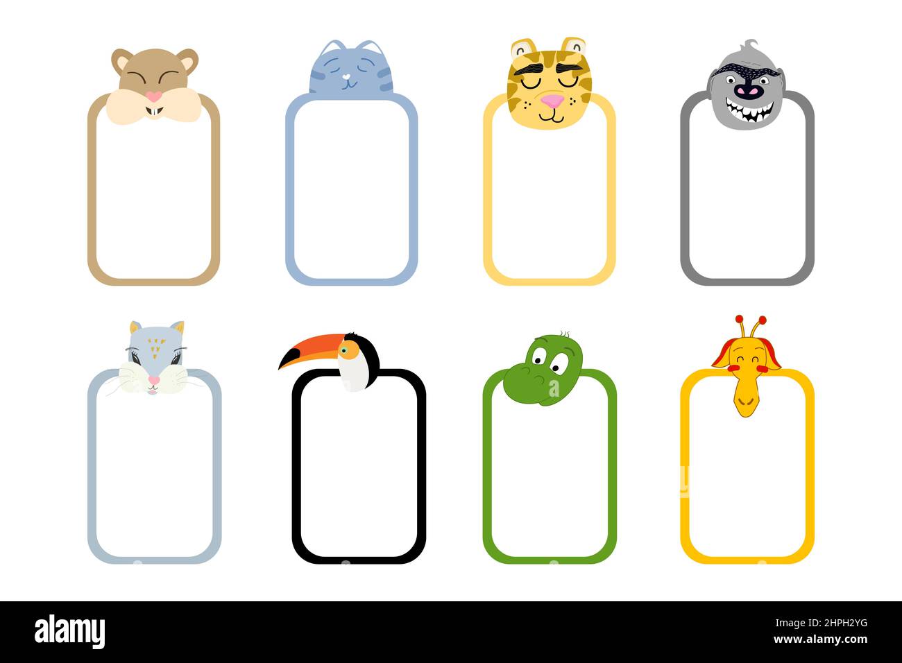 set of children's cards for text. Frames for vertical photos with ...