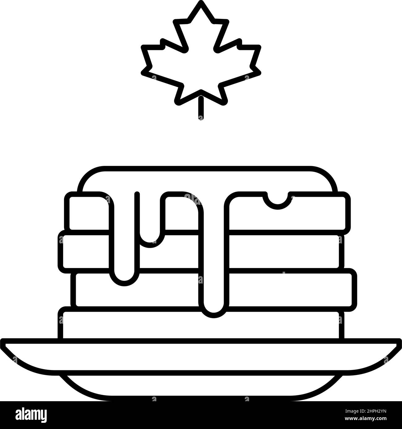 pancake with maple syrup line icon vector illustration Stock Vector ...