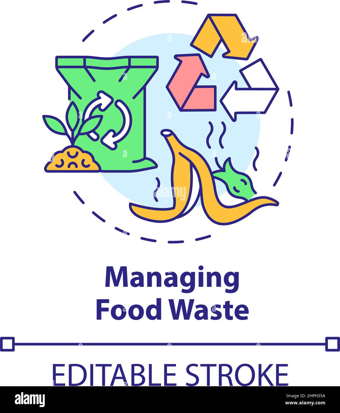 Managing food waste concept icon Stock Vector Image & Art - Alamy