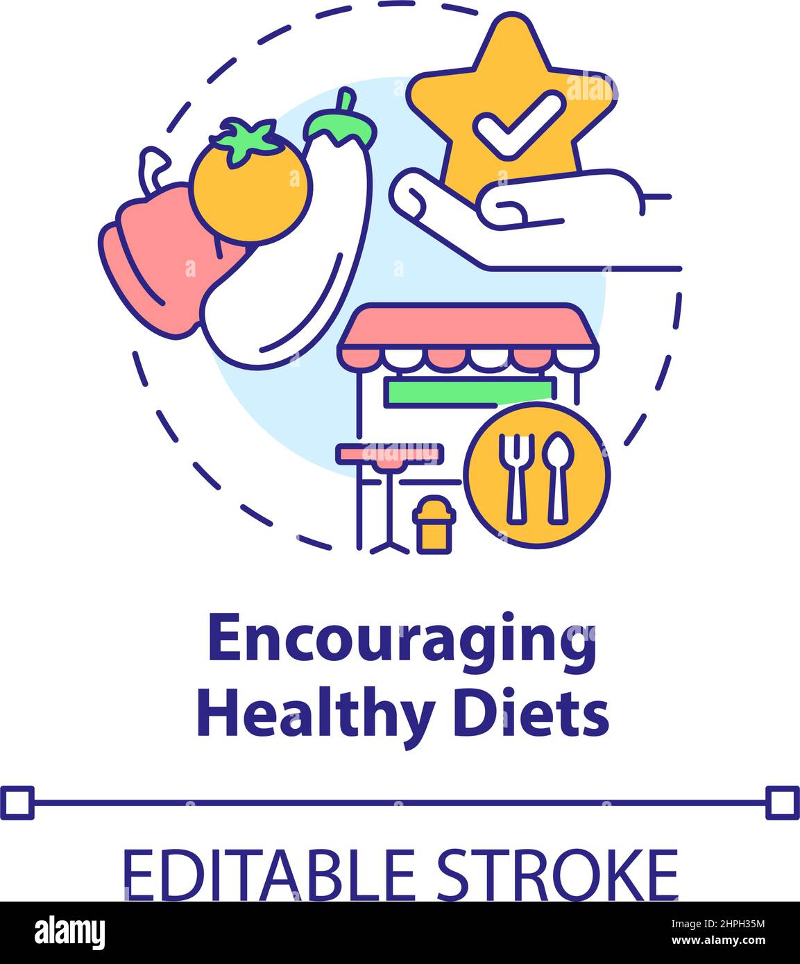 Encouraging healthy diets concept icon Stock Vector Image & Art - Alamy