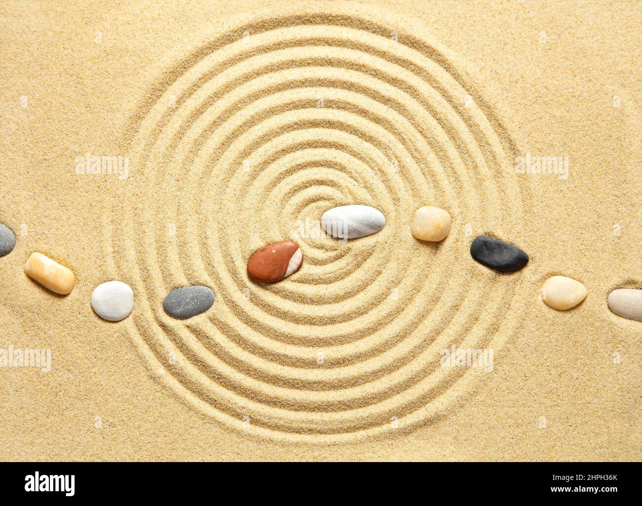 Zen garden with the pebbles Stock Photo - Alamy