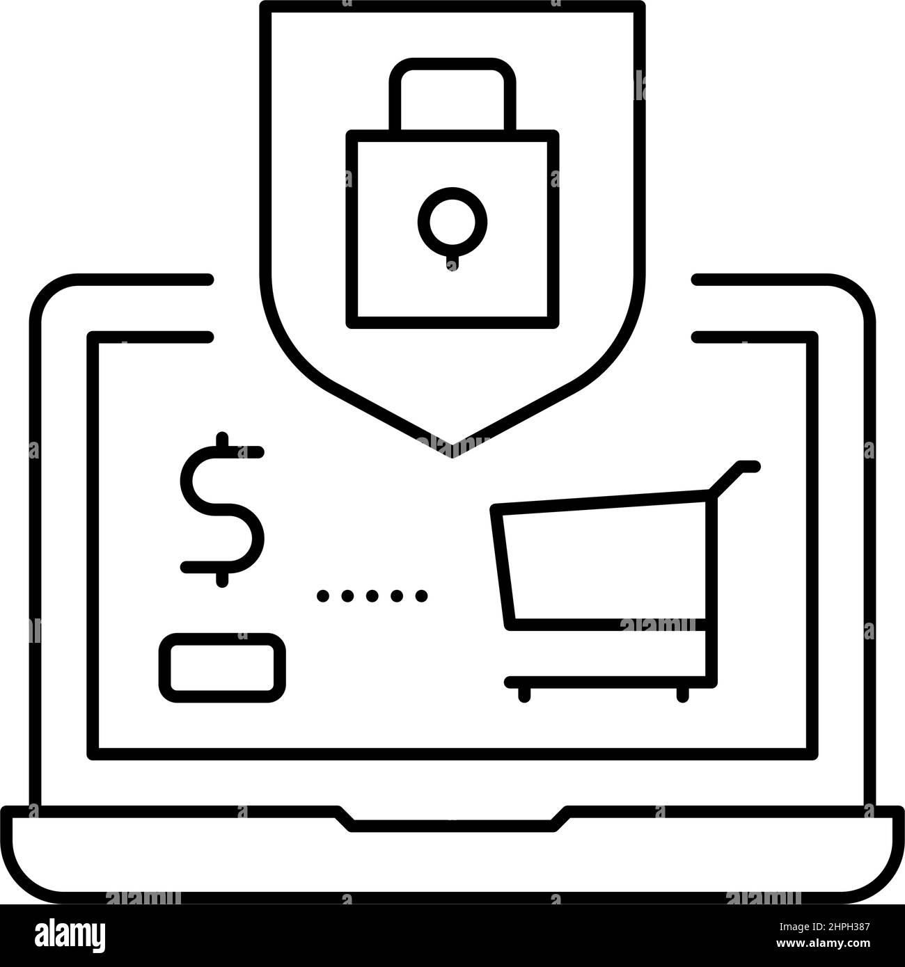 secure shopping line icon vector illustration Stock Vector Image & Art ...