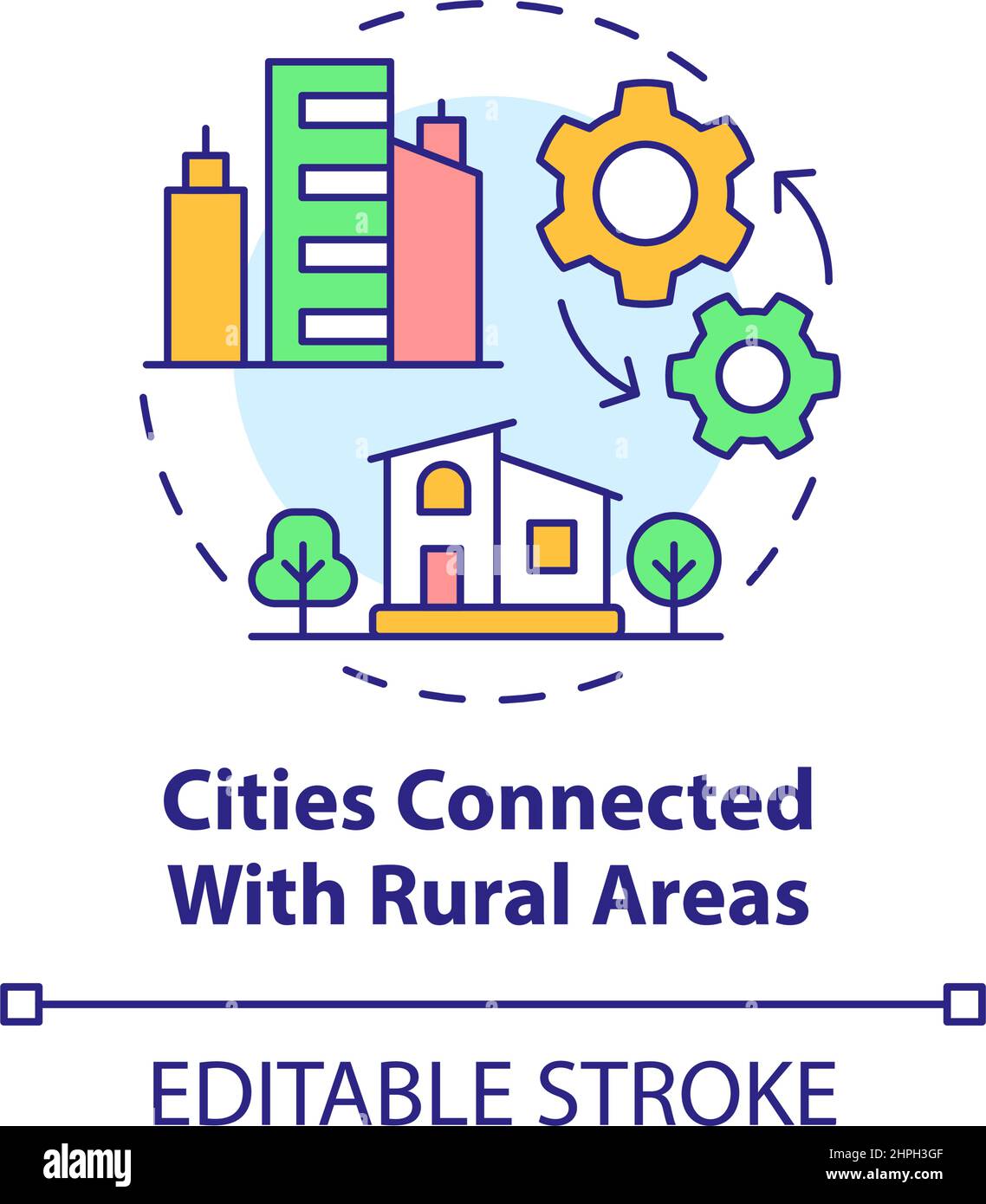 Cities connected with rural areas concept icon Stock Vector Image & Art ...