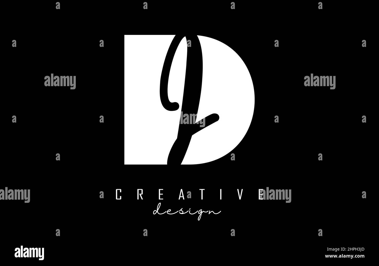 Black and white Di Letters logo with negative space. Letters D and i ...