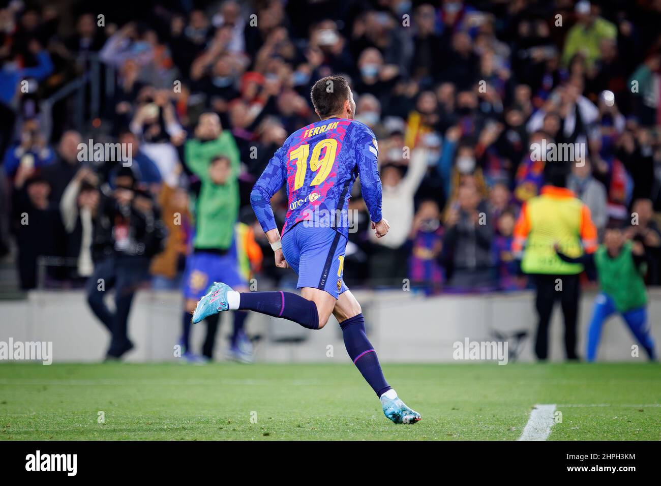 BARCELONA - FEB 17: Ferran Torres celebrates after scoring a goal ...