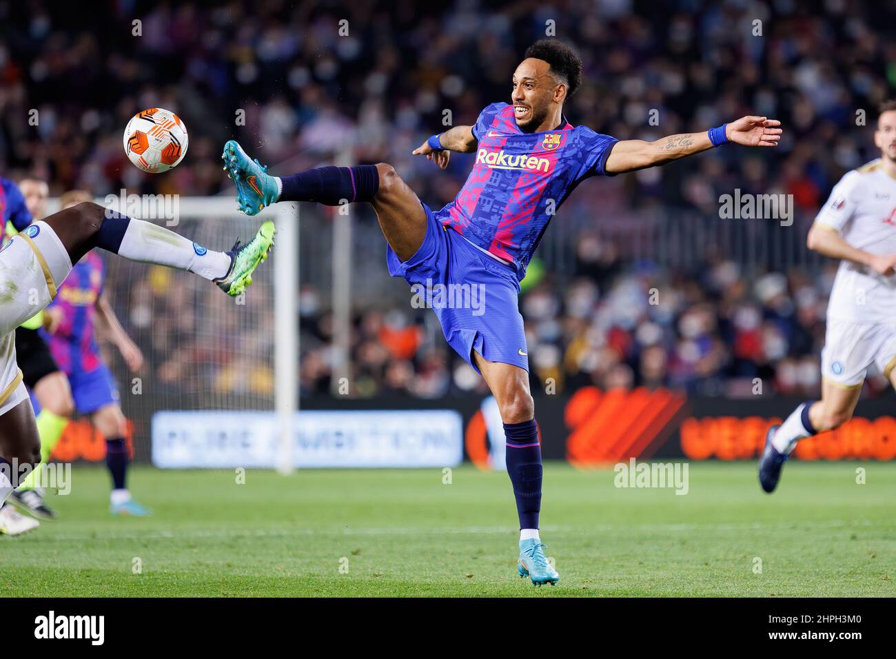 BARCELONA - FEB 17: Aubameyang in action during the Uefa Europa League match between FC ...