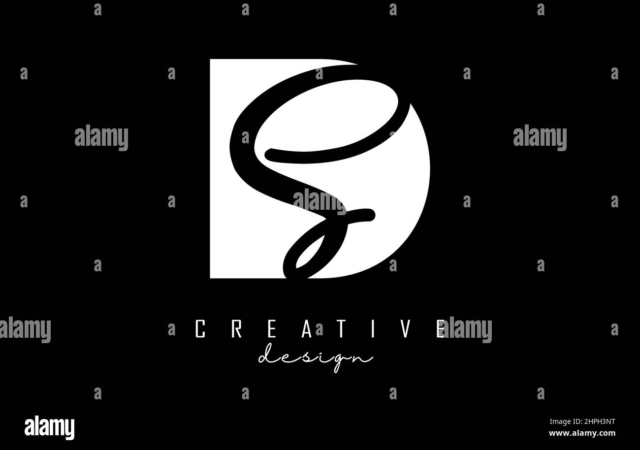 Black and white DS Letters logo with negative space. Letters D and S ...
