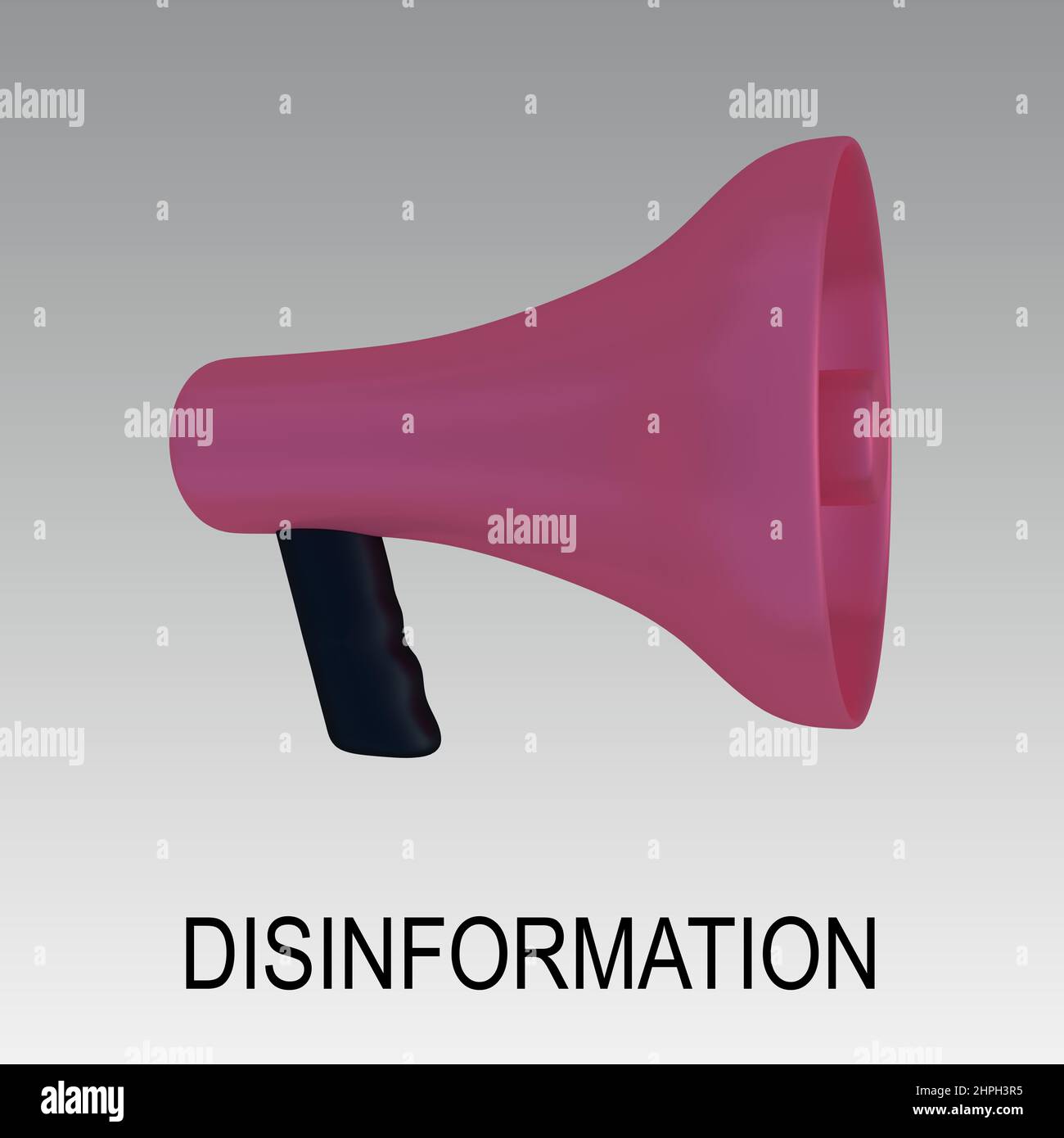 3D illustration of a megaphone with the script Disinformation, isolated ...