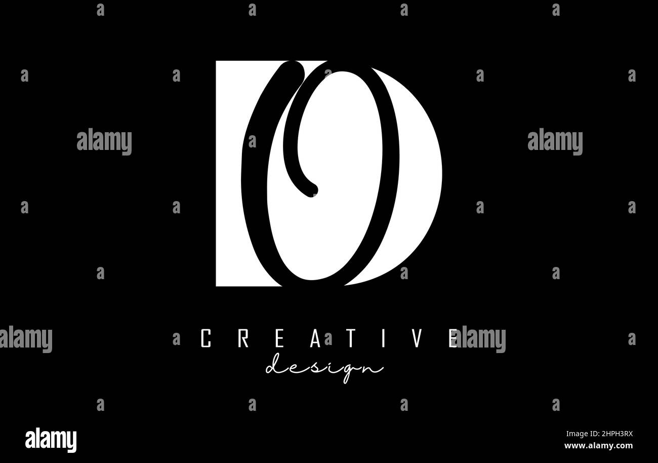 Black and white DO Letters logo with negative space. Letters D and o ...