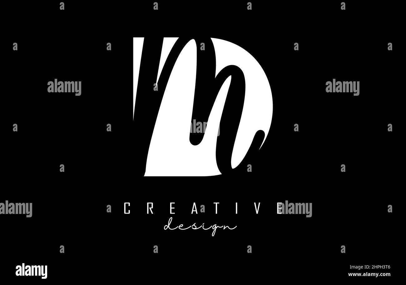 Black and white DM Letters logo with negative space. Letters D and m ...