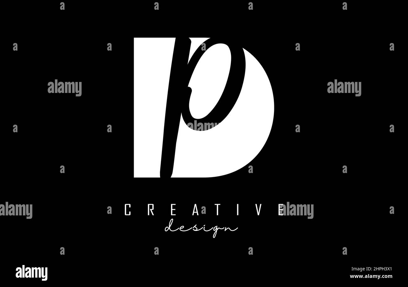 Black and white DP Letters logo with negative space. Letters D and P ...