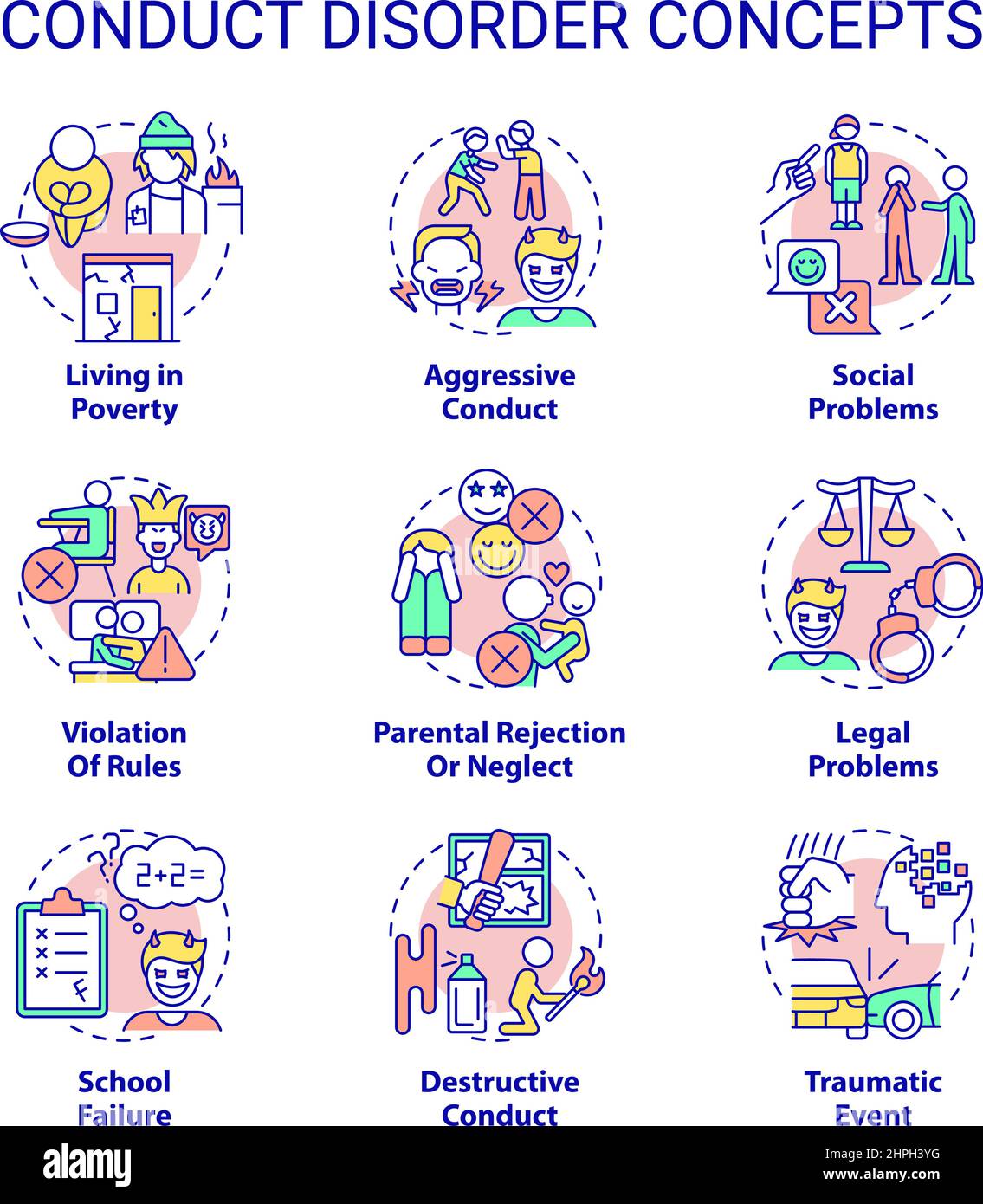 Conduct Disorder Concept Icons Set Stock Vector Image And Art Alamy