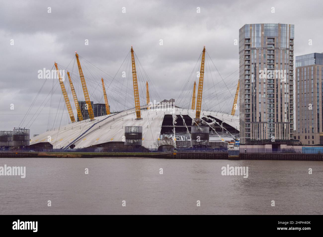 London, England, UK. 21st Feb, 2022. A view of the roof of the O2 Arena ...