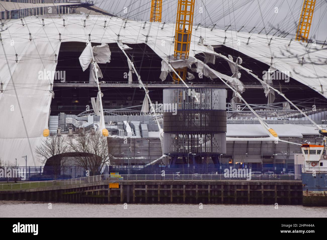 London, England, UK. 21st Feb, 2022. A view of the roof of the O2 Arena ...