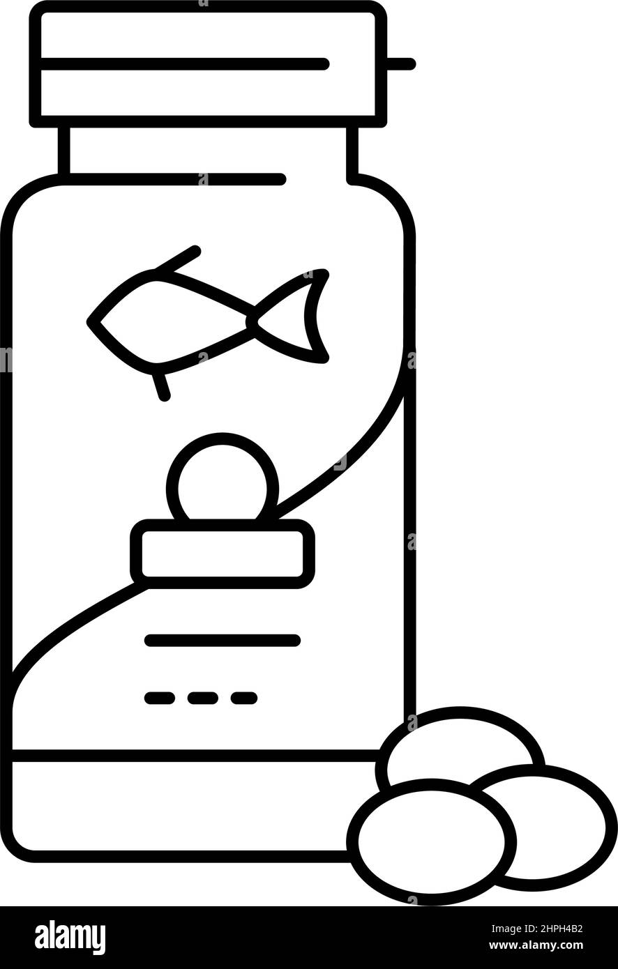 salmon omega3 oil line icon vector illustration Stock Vector Image ...