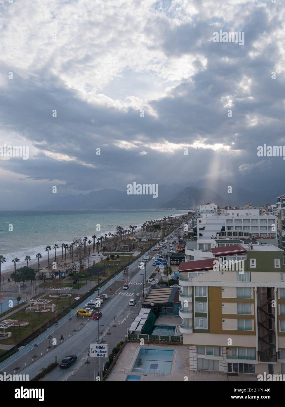 Winter weather conditions at Konyaalti Beach ,Antalya ,Turkey Stock ...