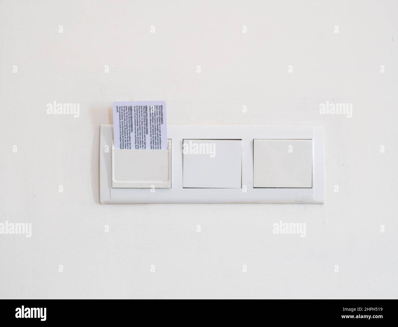 Hotel ,Door keycard Light switches Stock Photo - Alamy