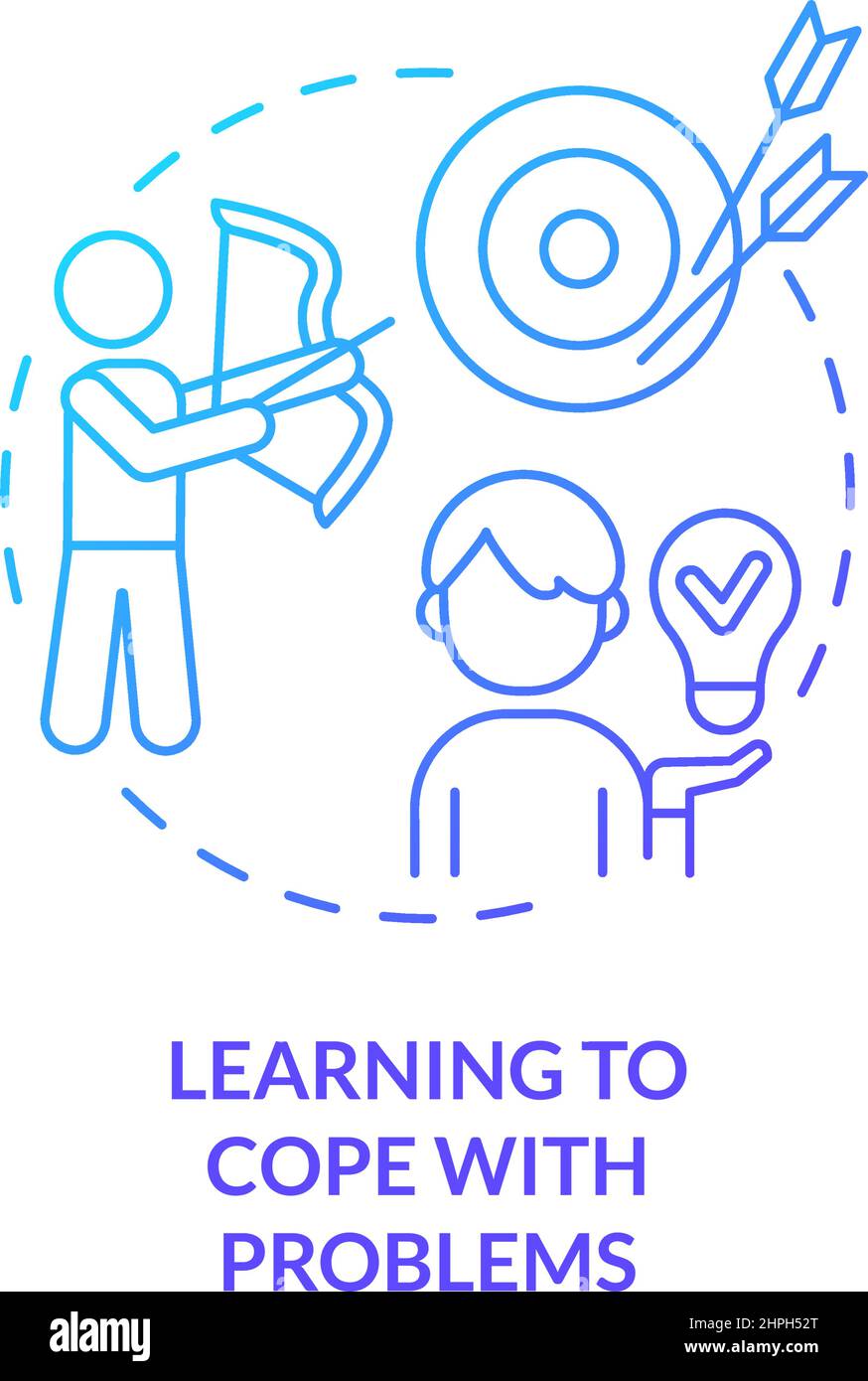 Learning to cope with problems blue gradient concept icon Stock Vector ...