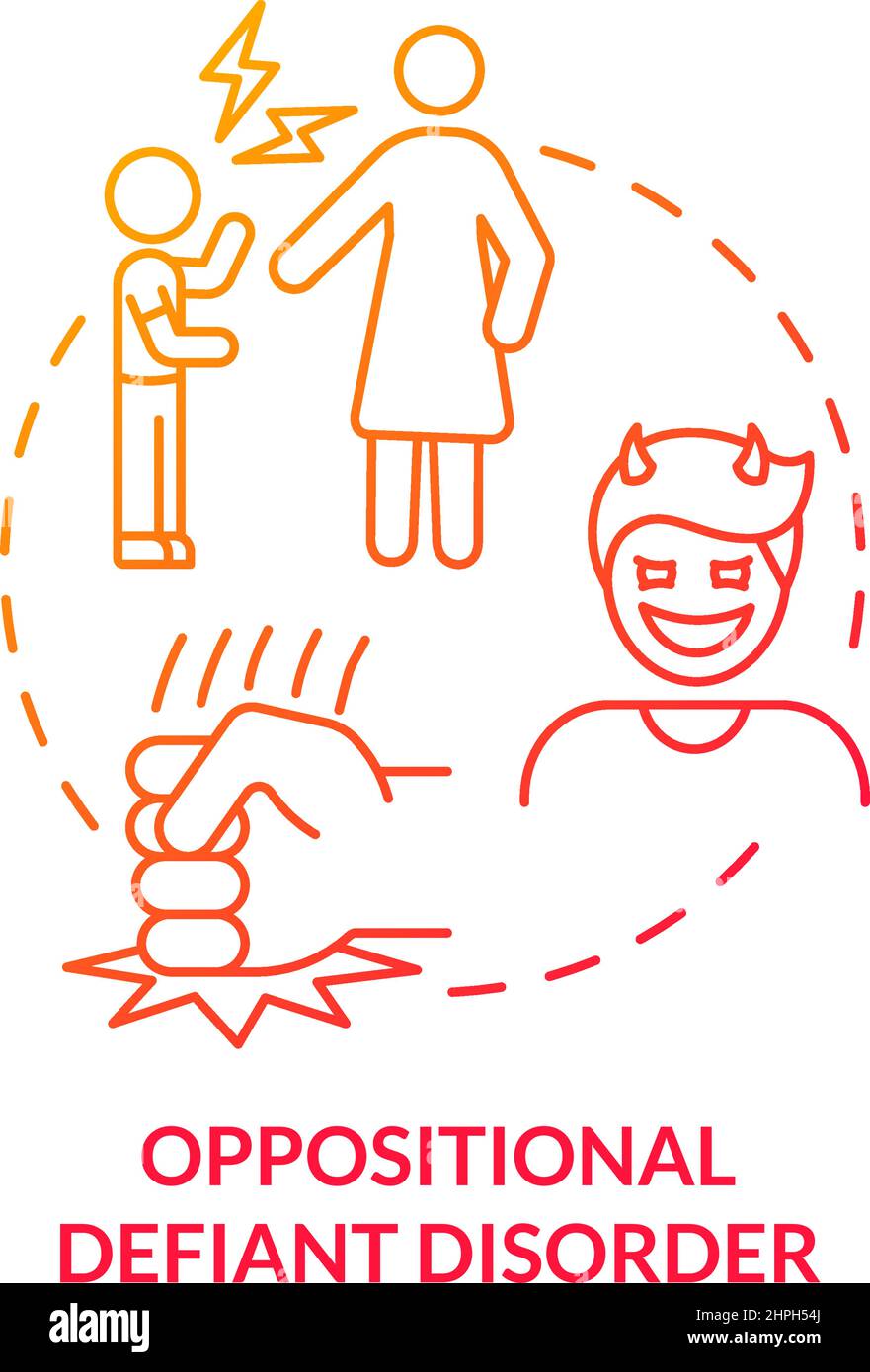 Oppositional defiant disorder red gradient concept icon Stock Vector ...