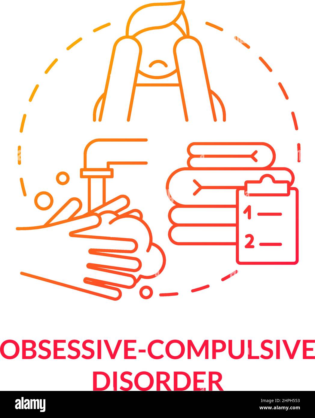 Obsessive-compulsive disorder red gradient concept icon Stock Vector ...