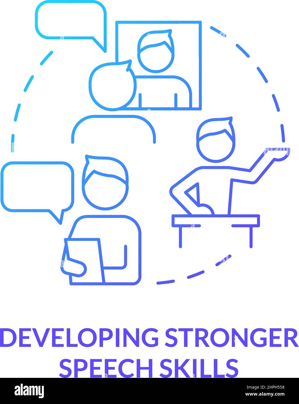 Developing stronger speech skills blue gradient concept icon Stock ...