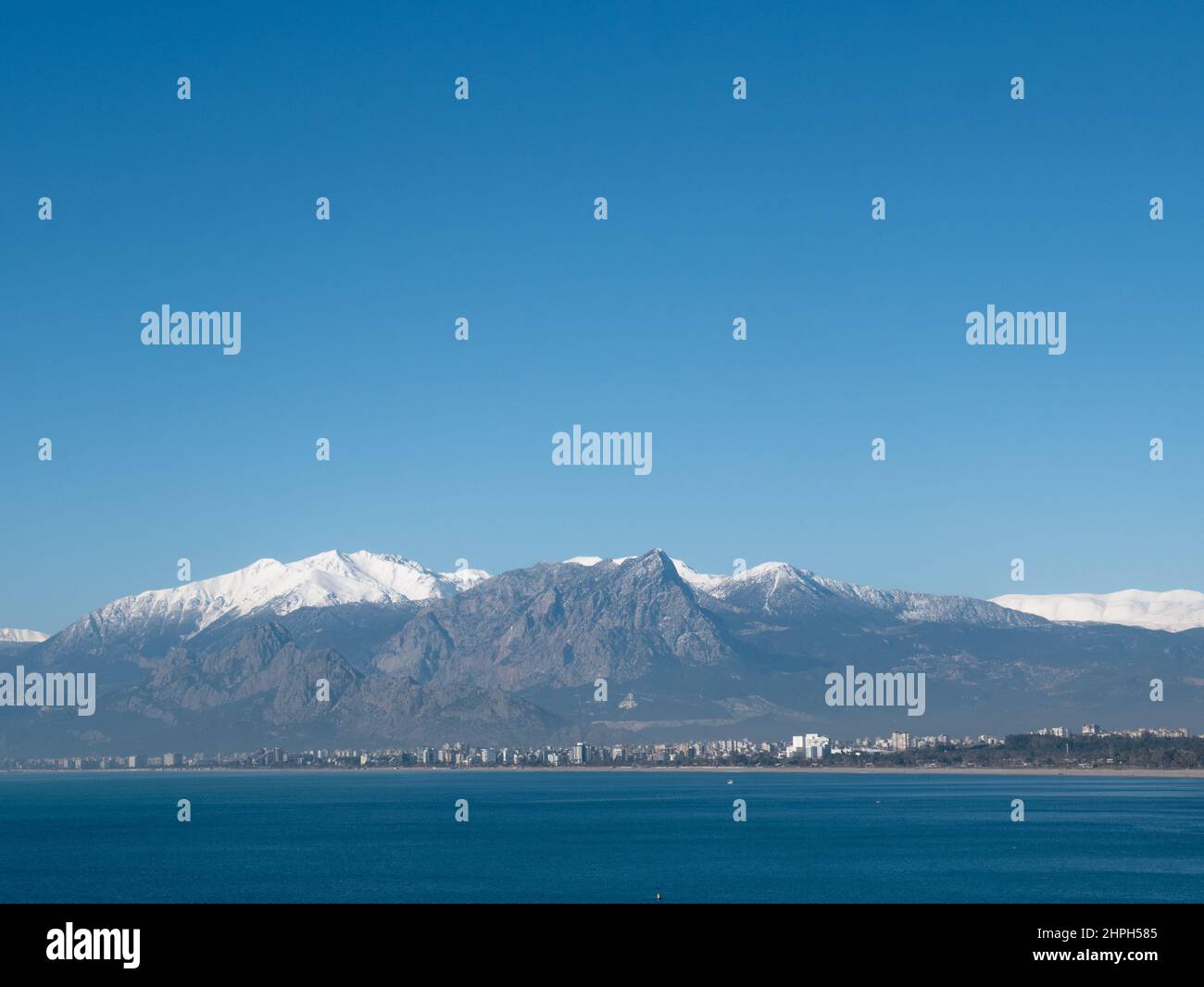 Snow covered mountains over looking Antalya Turkey Stock Photo - Alamy
