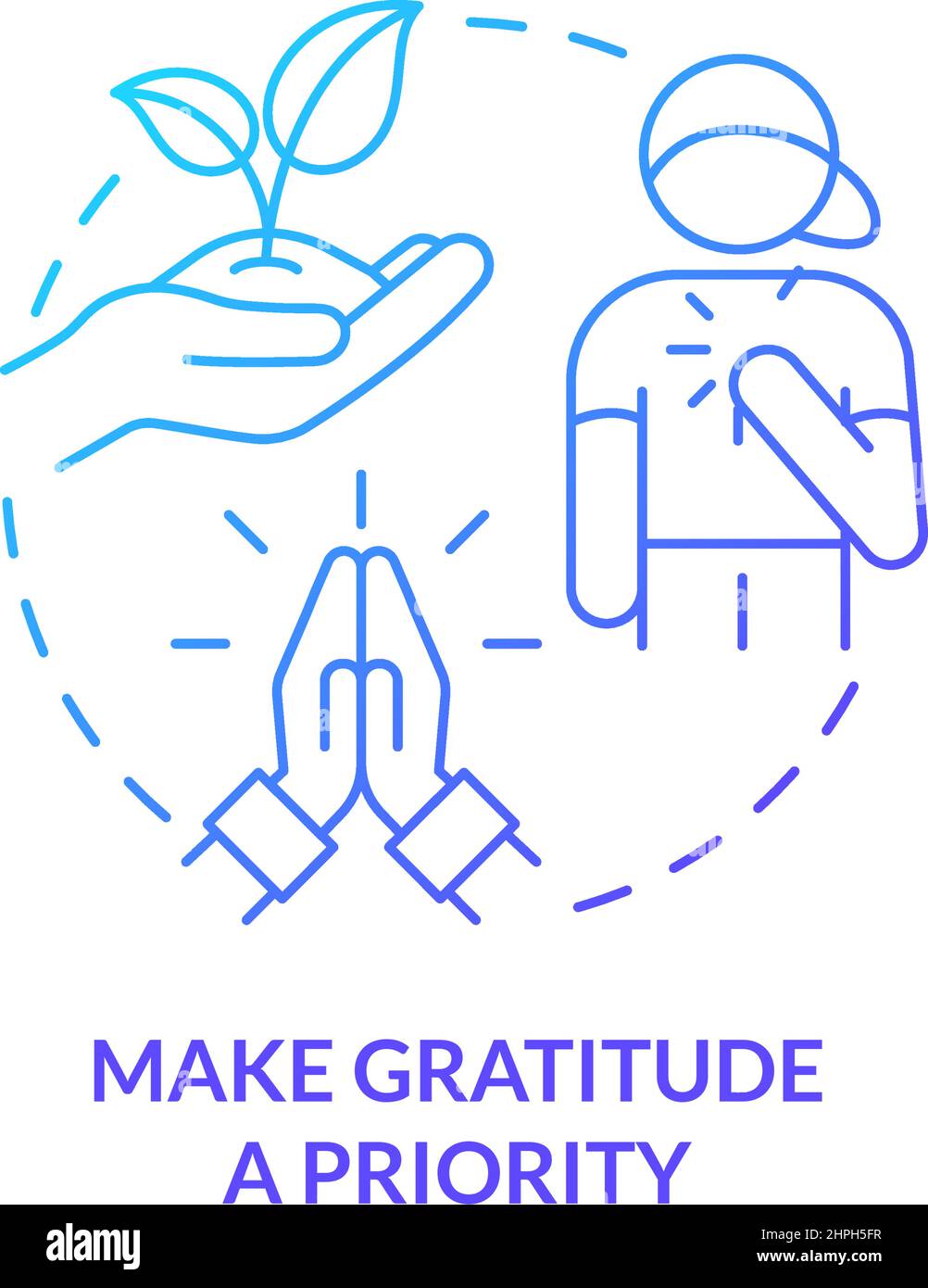 Make gratitude as priority blue gradient concept icon Stock Vector ...