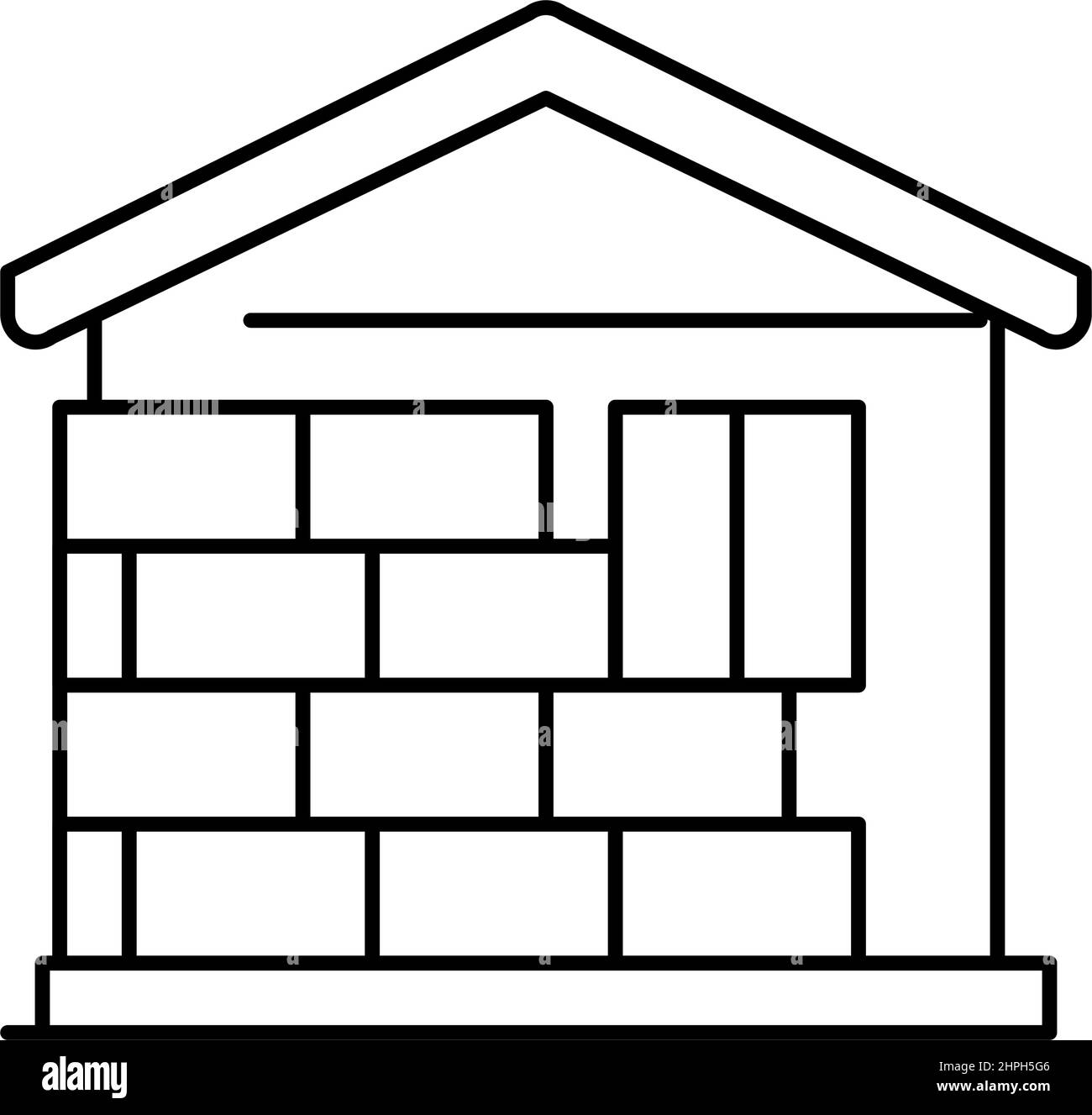 wall insulation outside mineral wool line icon vector illustration ...