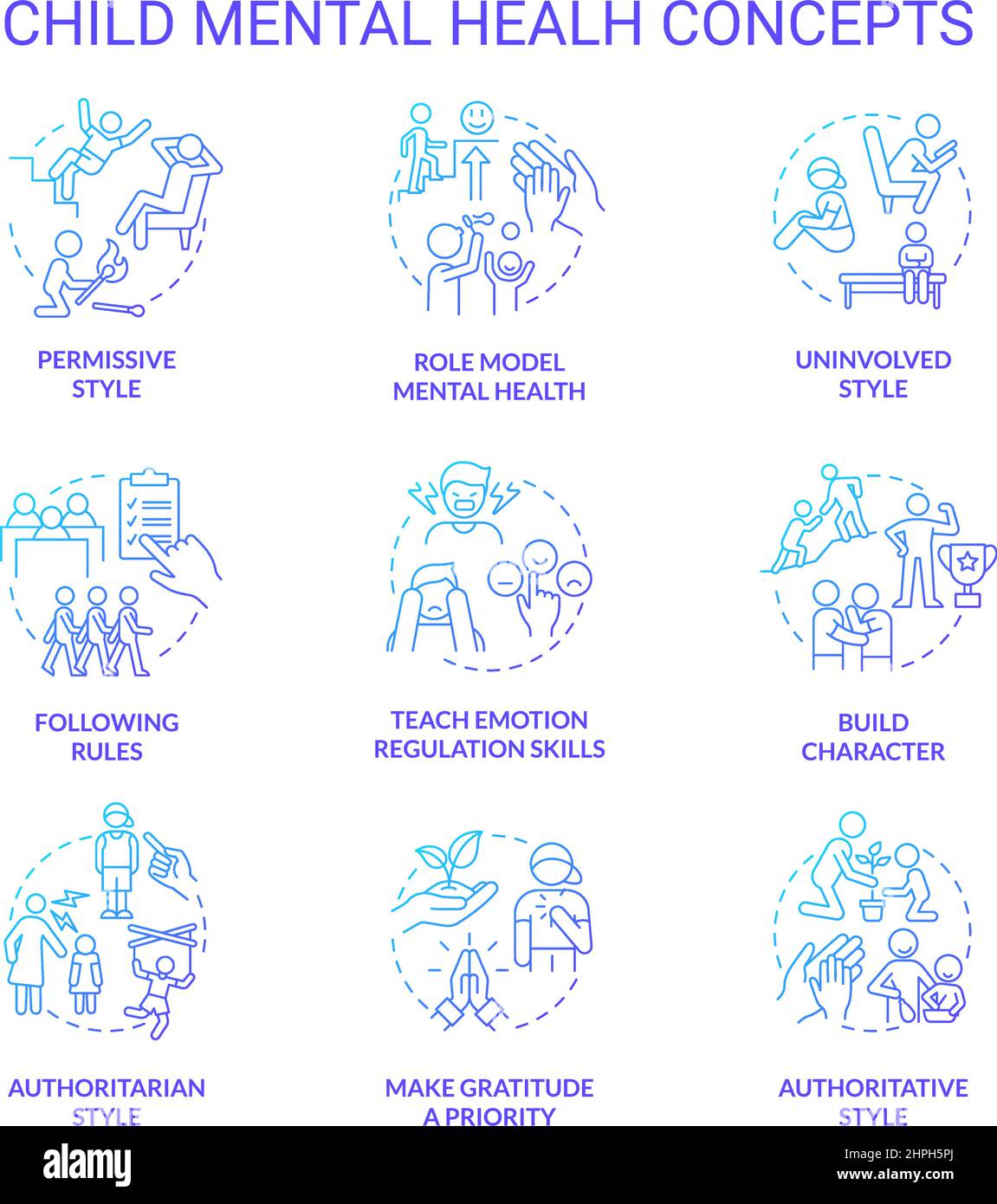 Child mental health blue gradient concept icons set Stock Vector Image ... Child mental health blue gradient concept icons set Stock Vector Image ...
