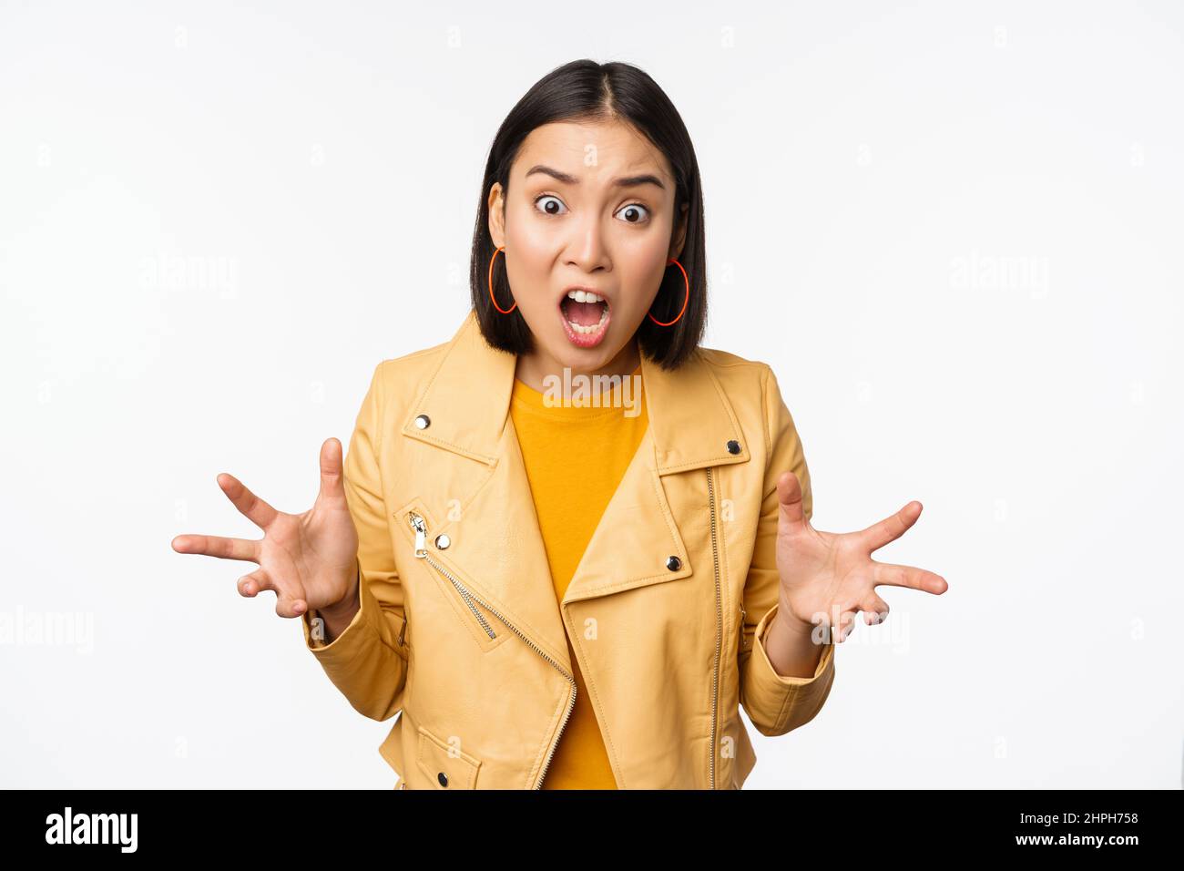 Asian angry woman arguing, shaking hands angry and screaming, shouting ...