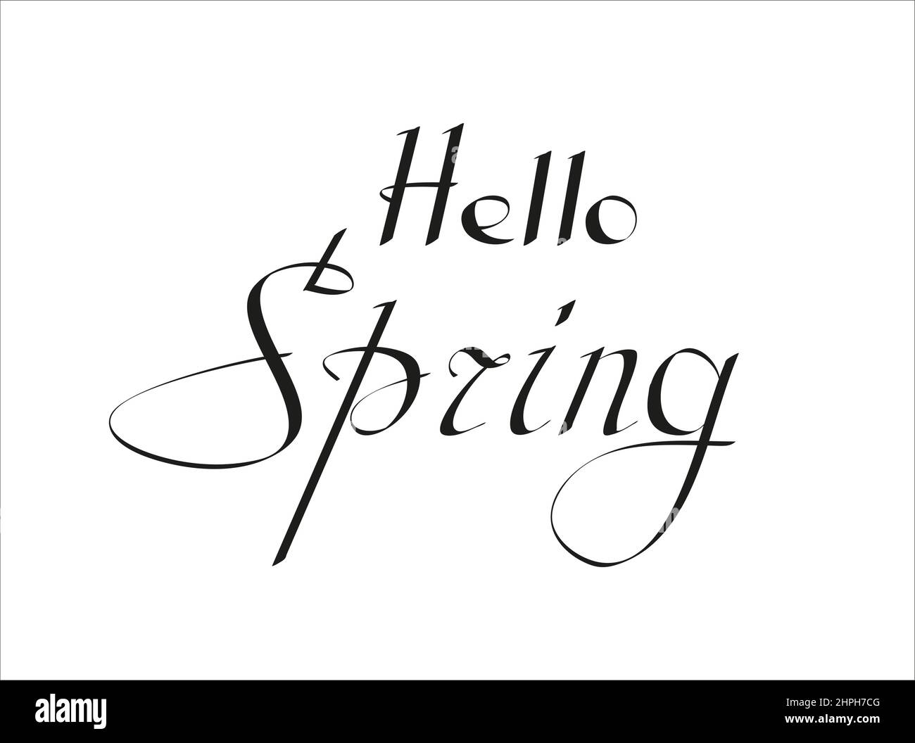 Hello Spring vector illustration on white background. Hand lettering ...