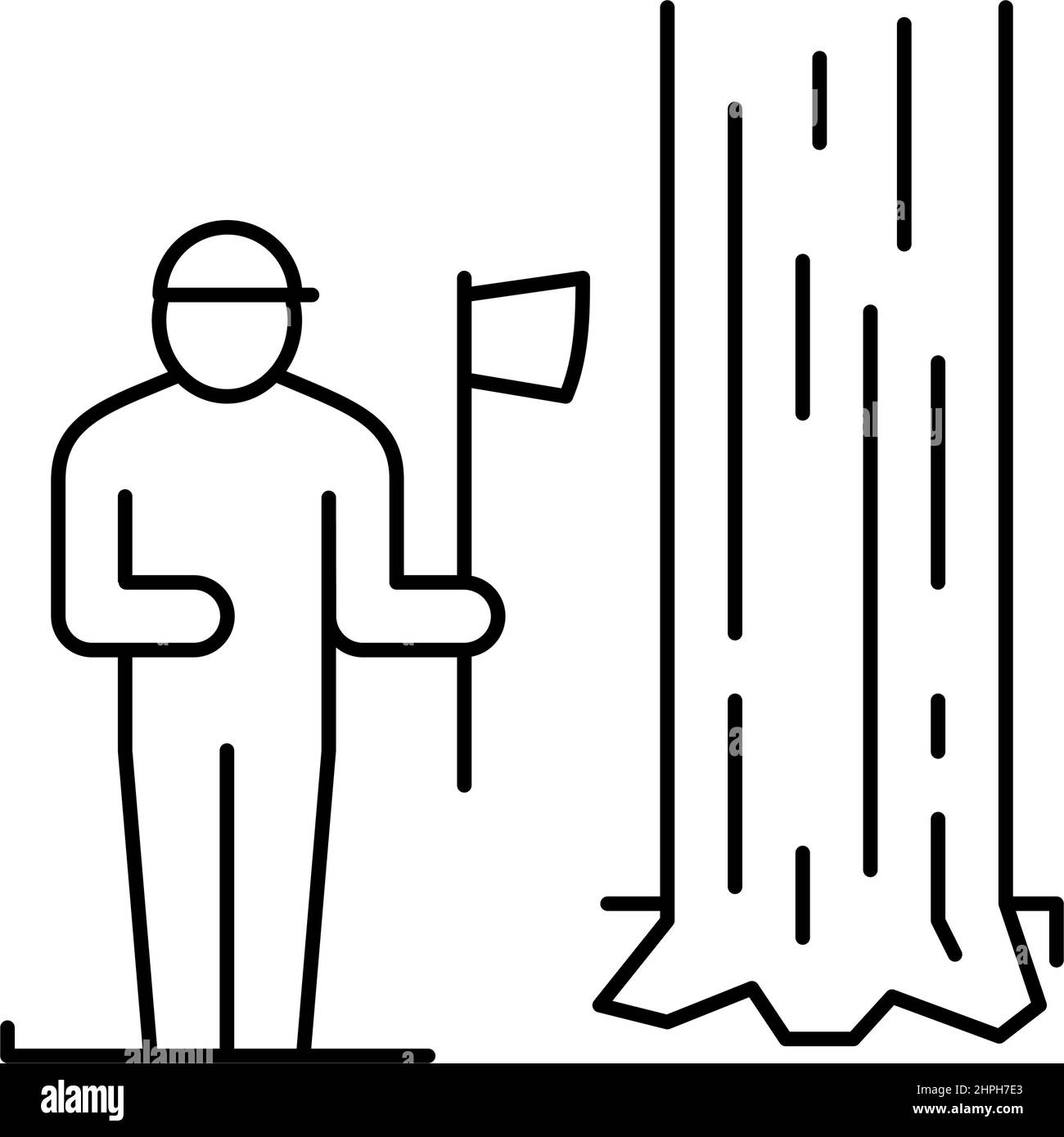 lumberjack chopping wood line icon vector illustration Stock Vector ...