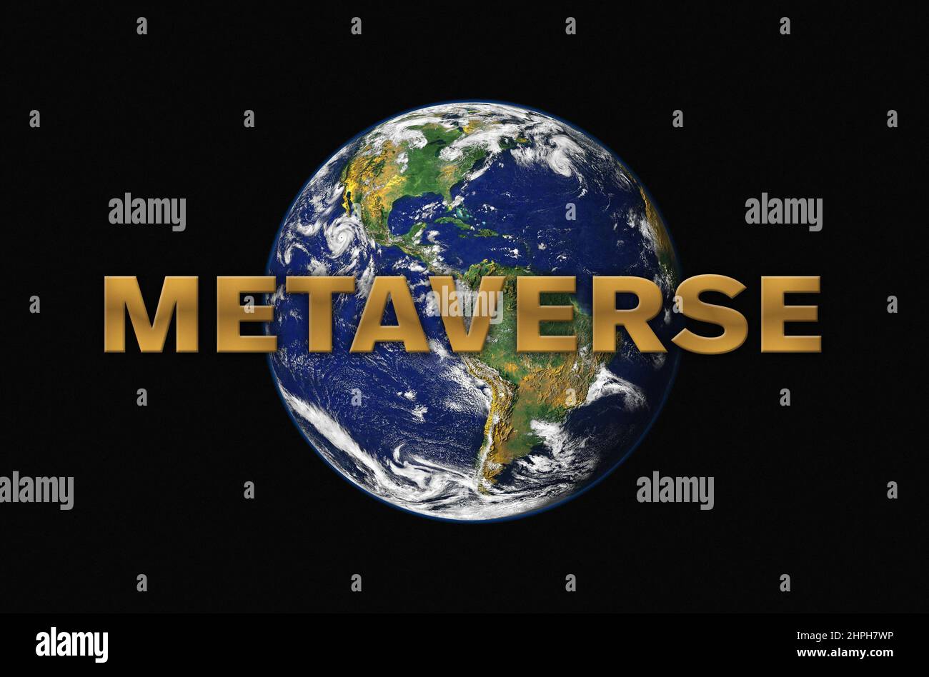 Metaverse - Text and planet Earth as virtual reality. Element of image ...