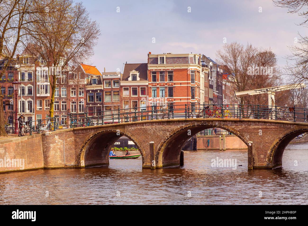Amsterdam, Netherlands - April 1, 2016: Traditional old buildings ...