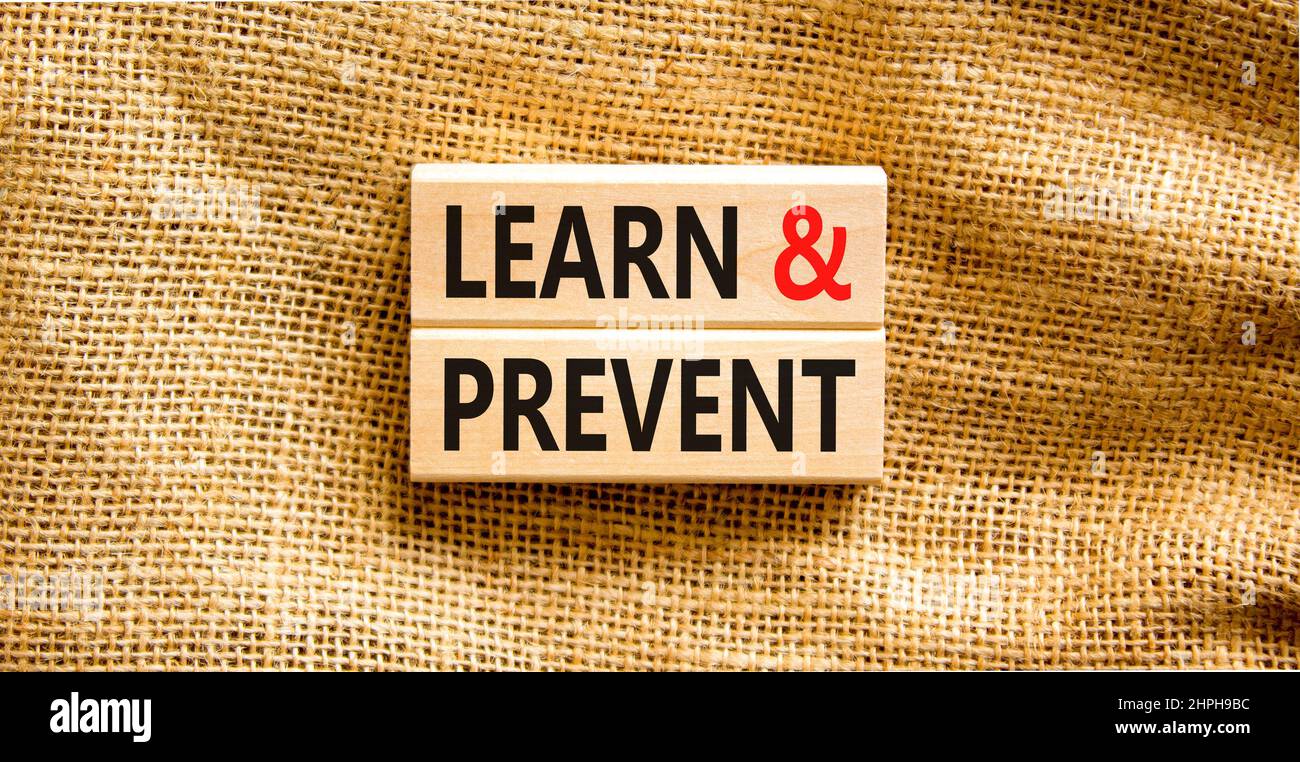 Learn and prevent symbol. Concept words Learn and prevent on wooden ...