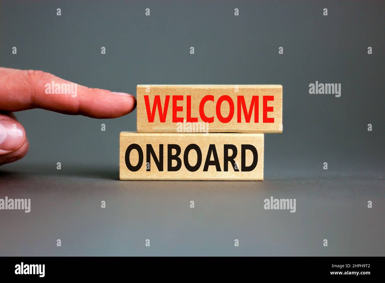 Welcome onboard symbol. Concept words Welcome onboard on wooden blocks ...