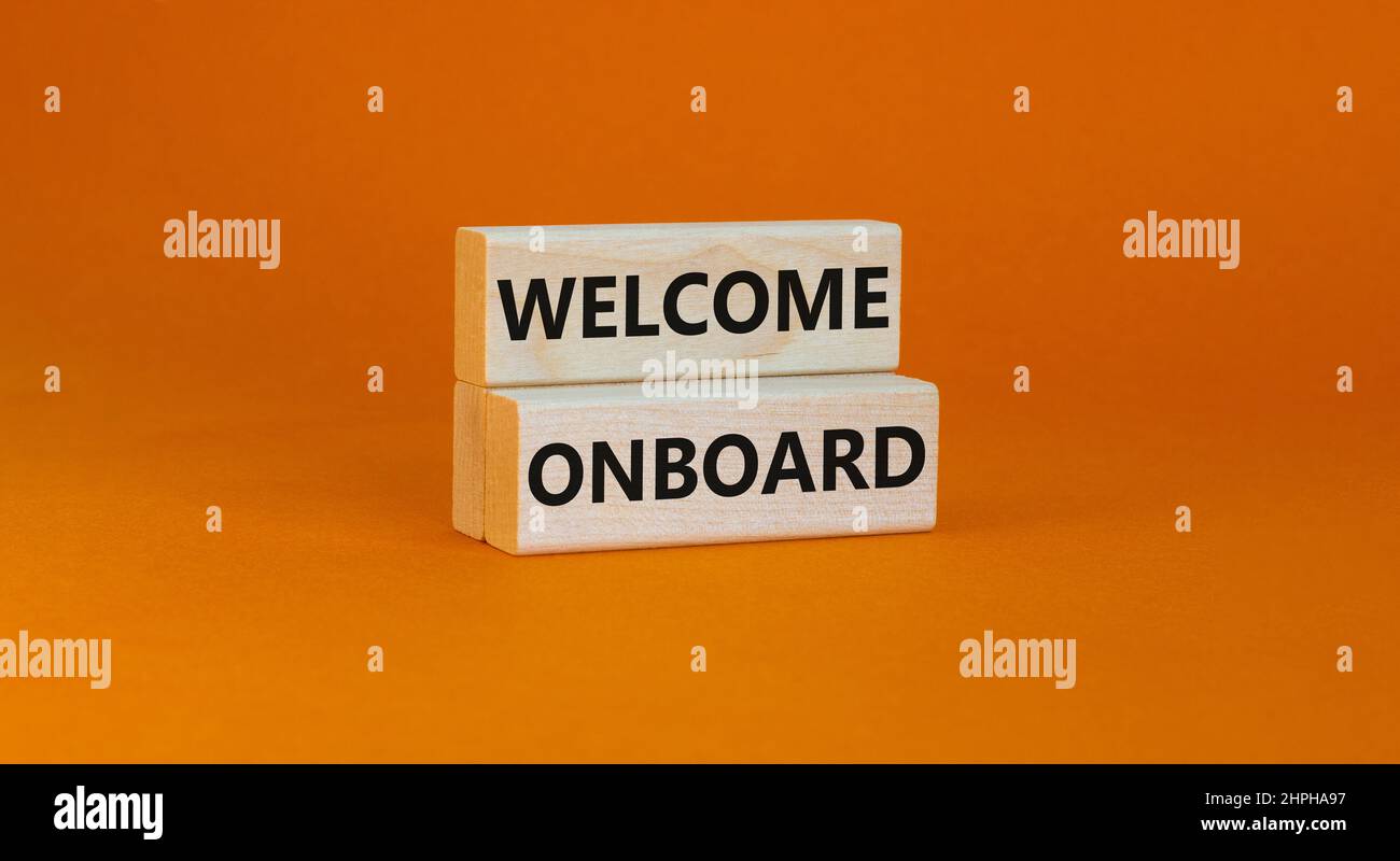 Welcome onboard symbol. Concept words Welcome onboard on wooden blocks ...
