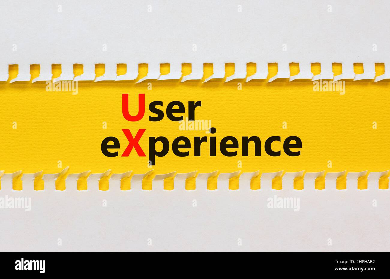 UX user experience symbol. Concept words UX user experience on yellow ...