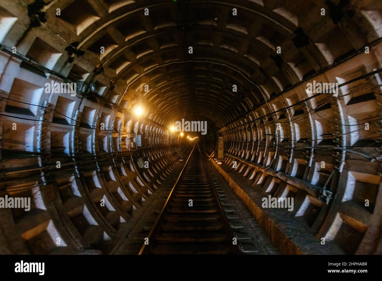 Inside round underground subway tunnel Stock Photo - Alamy