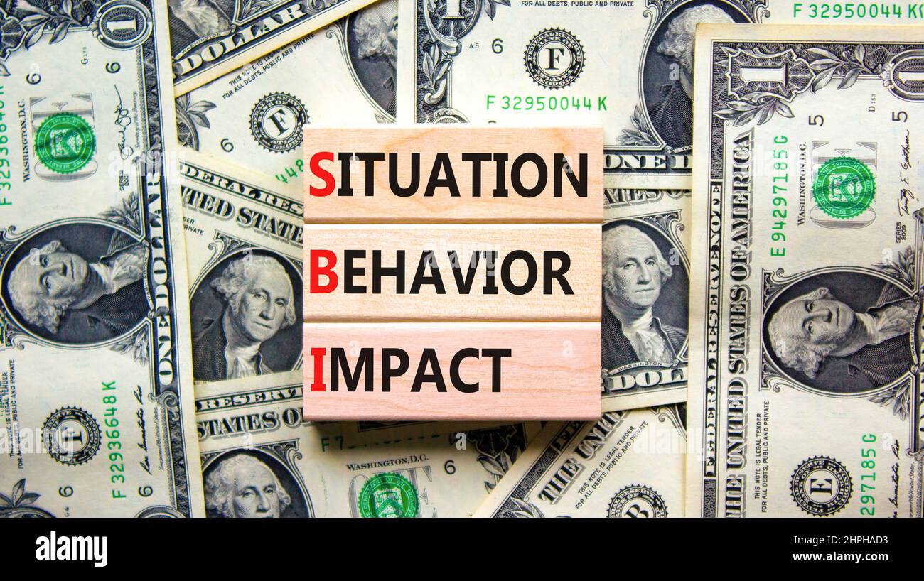 SBI situation behavior impact symbol. Concept words SBI situation ...