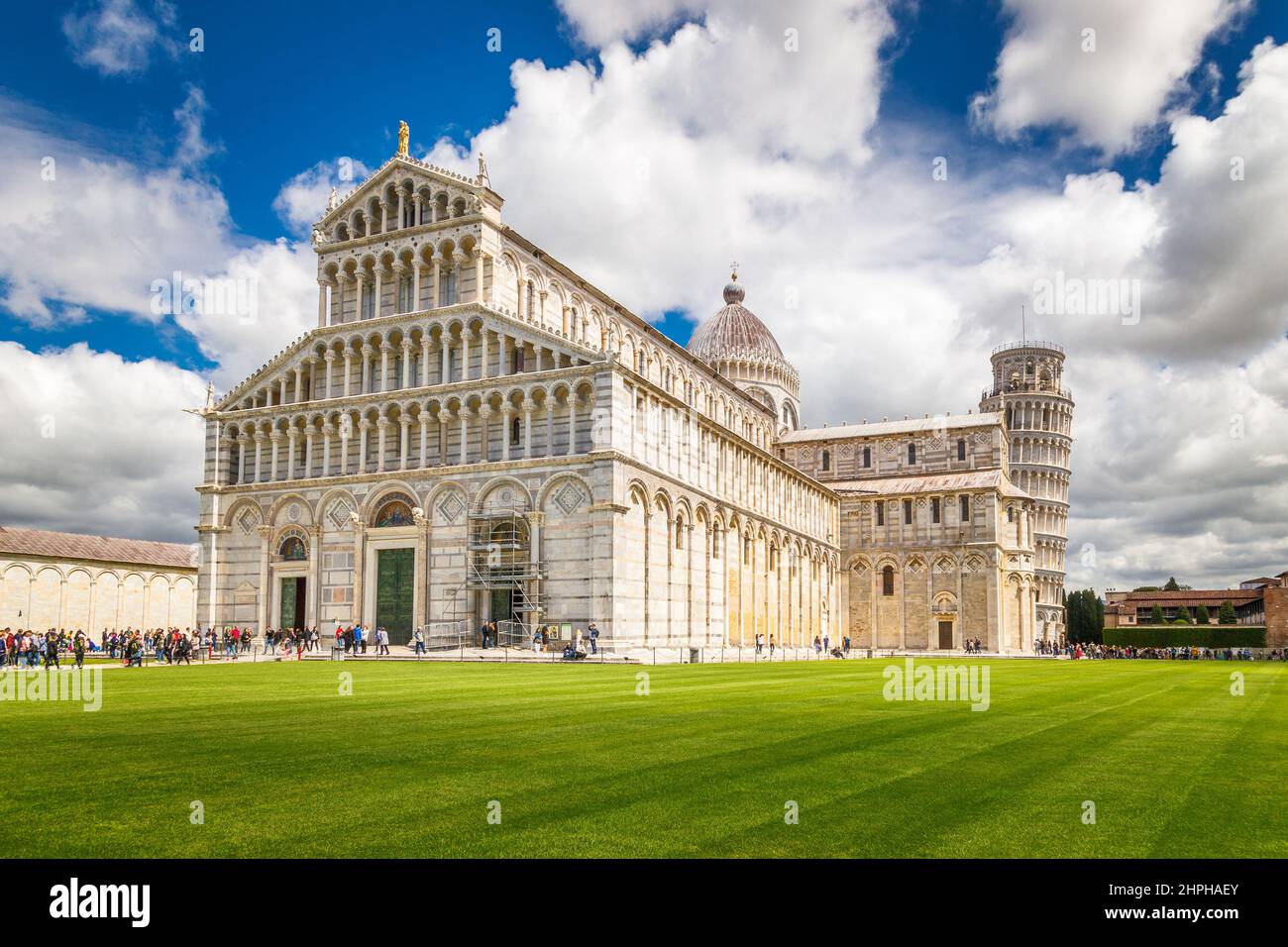 Pisa Cathedral with the Leaning Tower of Pisa in Square of Miracles at ...