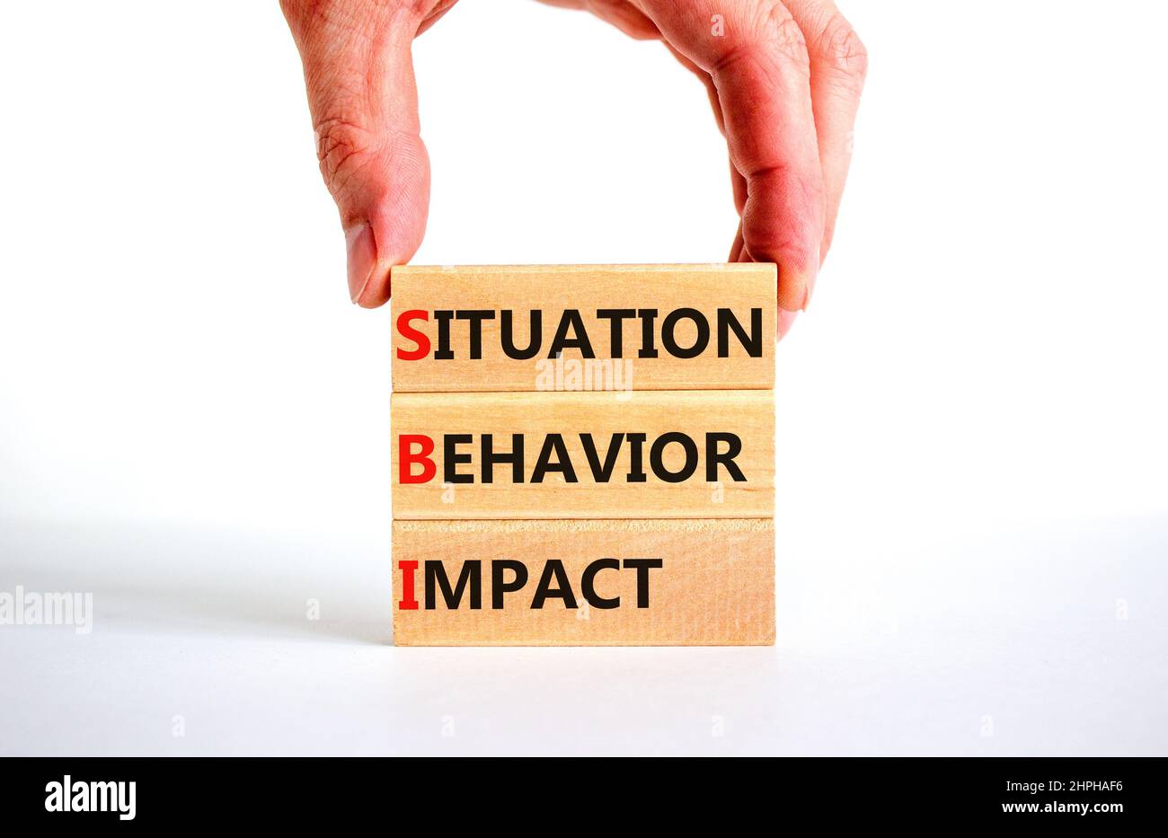 SBI situation behavior impact symbol. Concept words SBI situation ...