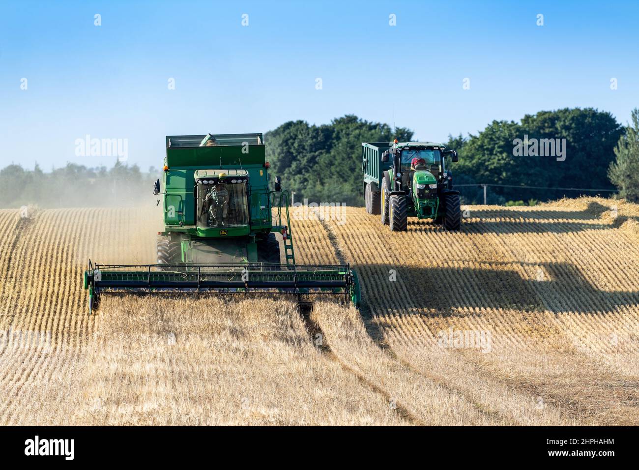 Combining wheat crop with a John Deere T670 combine near Lanark ...