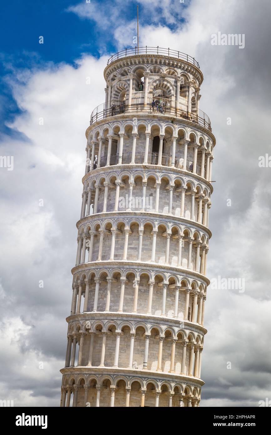 The Leaning Tower of Pisa in Square of Miracles at sunny day, Tuscany ...